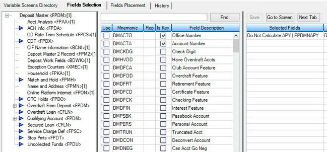 Deposit Screens > Variable Screens Screen Group > Variable Screens ...