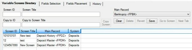 Deposit Screens > Variable Screens Screen Group > Variable Screens ...